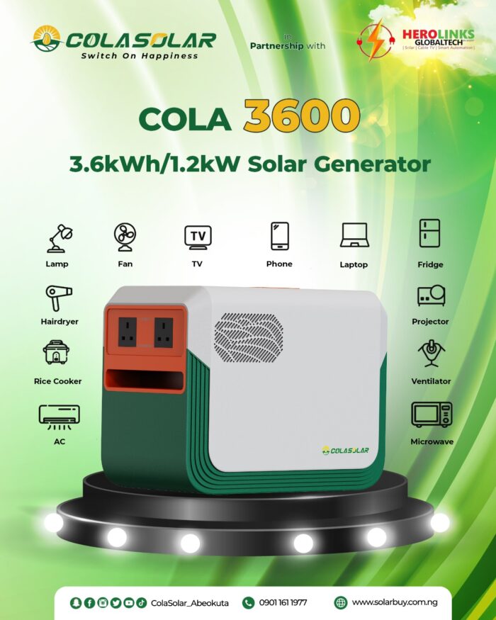 3600W COLA SOLAR GENERATOR - SolarBuy - Herolinks Globaltech